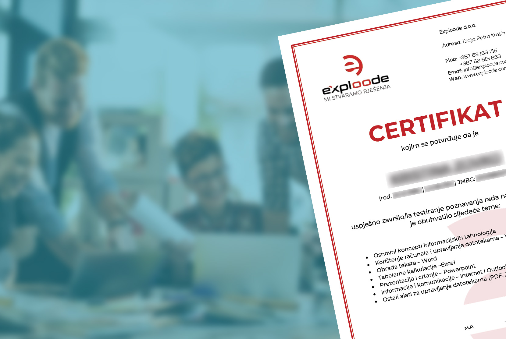 Potvrda o poznavanju rada na računaru – CERTIFIKAT
